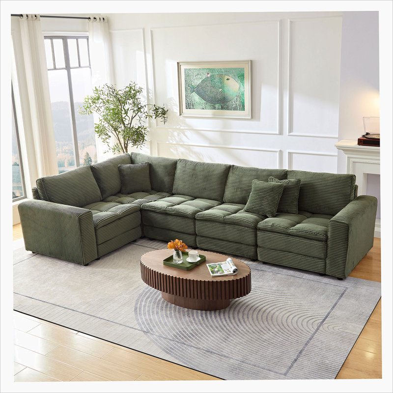 Hokku Designs 5 Seats Oversized Sectional Sofa L Shaped Corner Couch with Detachable Seat Back Cushion Wayfair